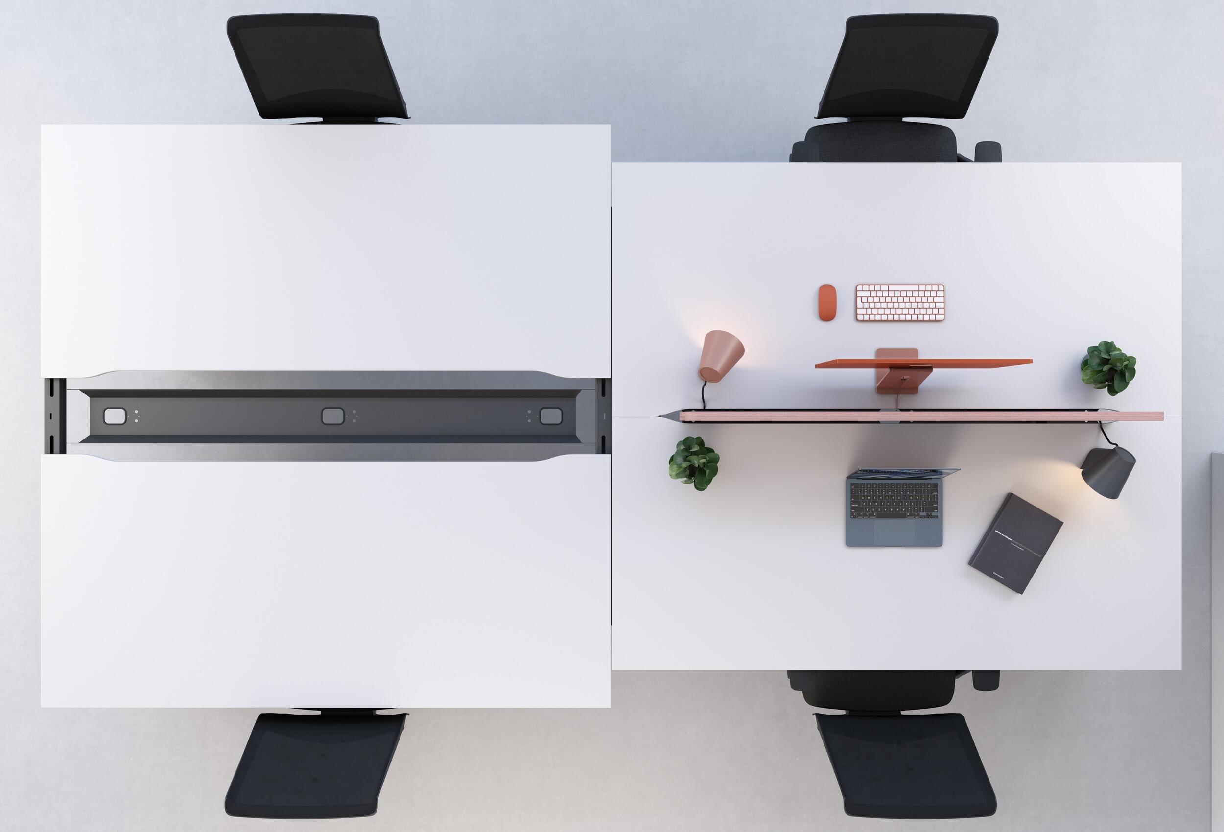 Elite Matrix+ Double Bench - Shared Inset Leg - (W) 2000mm x (D) 1400mm ...