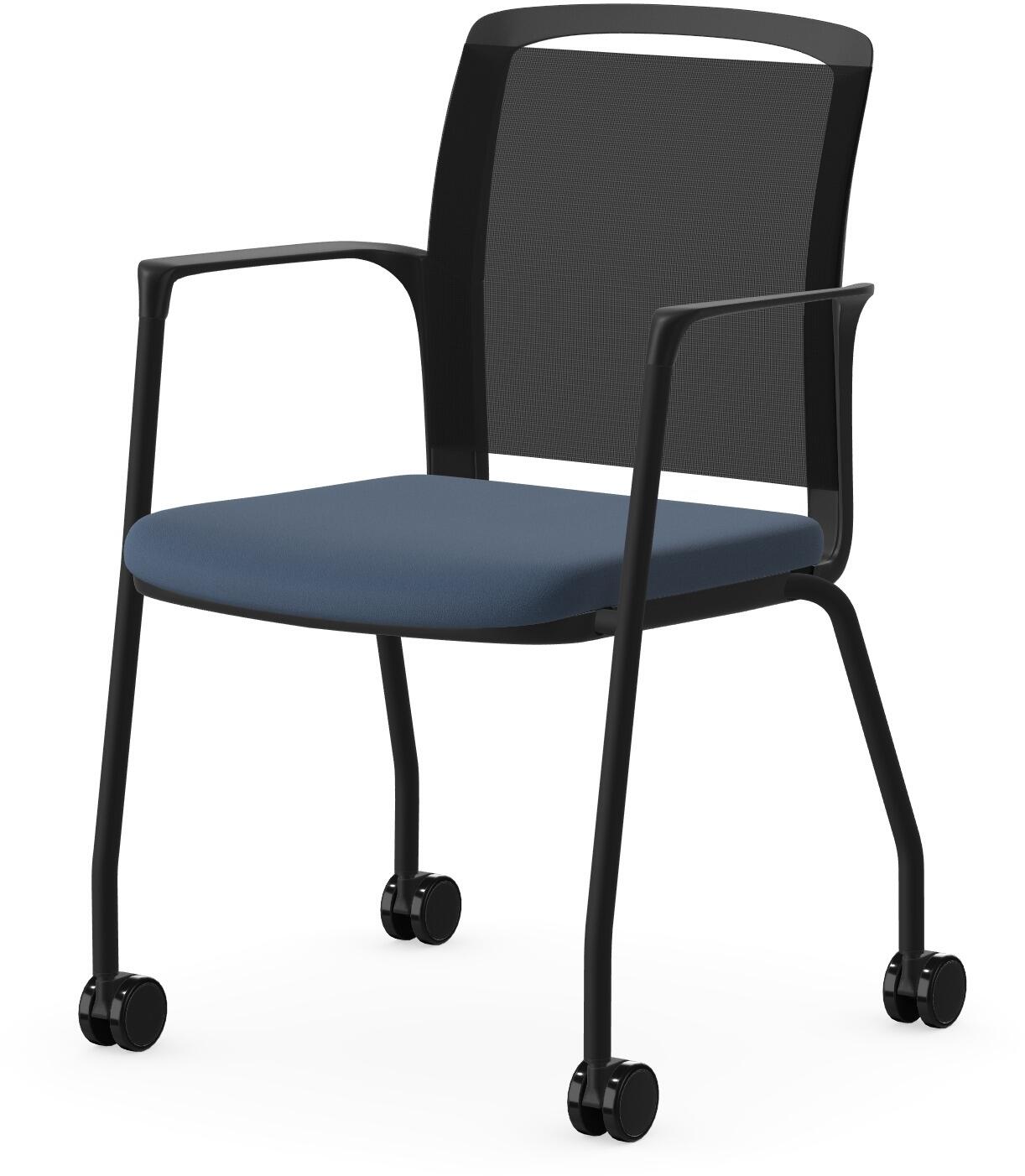 Elite Infinity 4 Legged Castor Chair with Upholstered Seat and Mesh ...