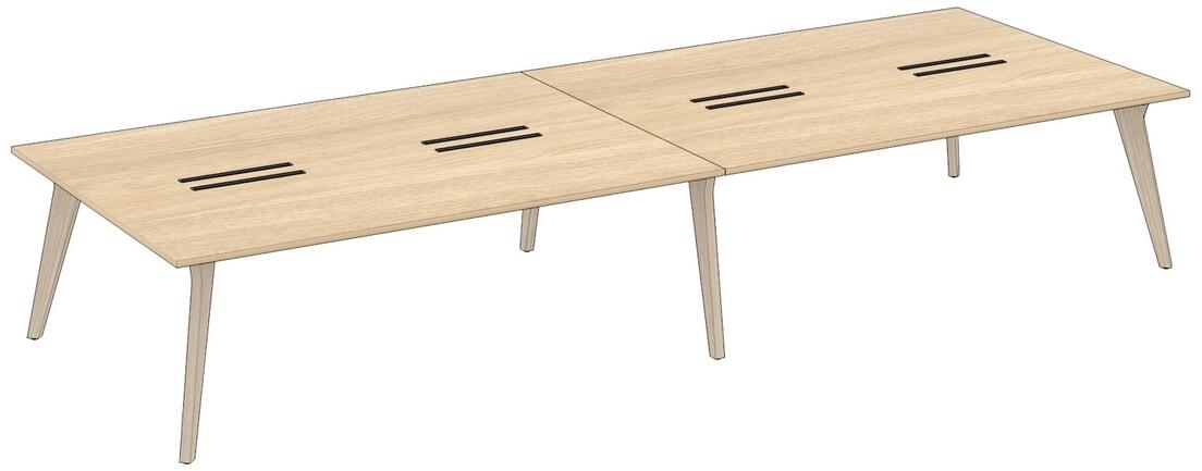 Elite Lux Combined Double Bench with Horizontal Cable Trays and Ash Leg ...