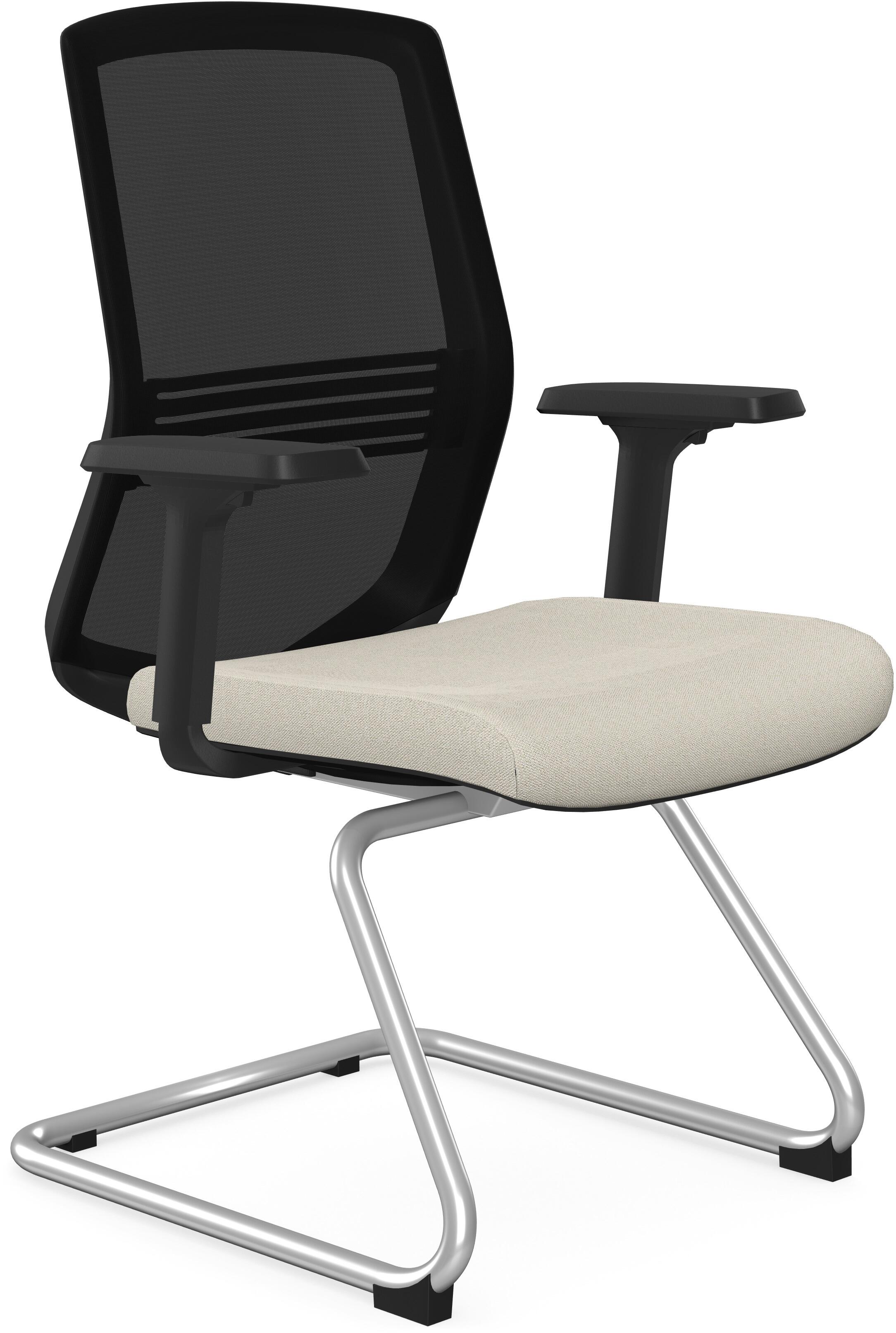 Elite Vida Mesh Cantilever Meeting Chair with Upholstered Seat and 1D ...