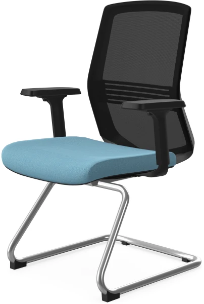 Elite Vida Mesh Cantilever Meeting Chair with Upholstered Seat and 1D ...