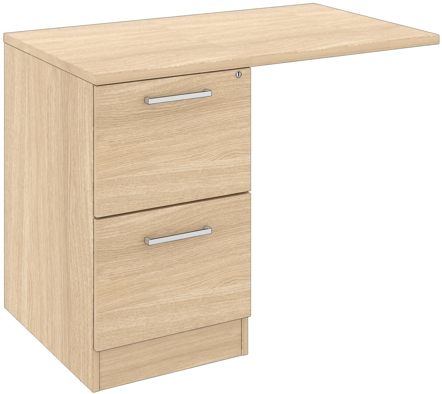 Elite 2 Drawer Desk High Pedestal with Straight Overhanging Top - Elite ...